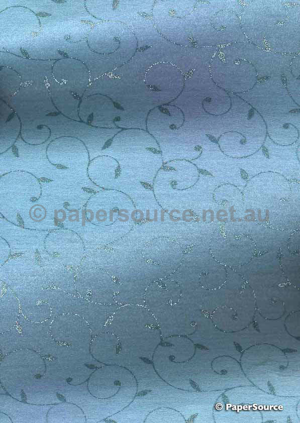 Specialty Paper | Chiffon Luxe Baby Blue with Silver Glitter Print ...