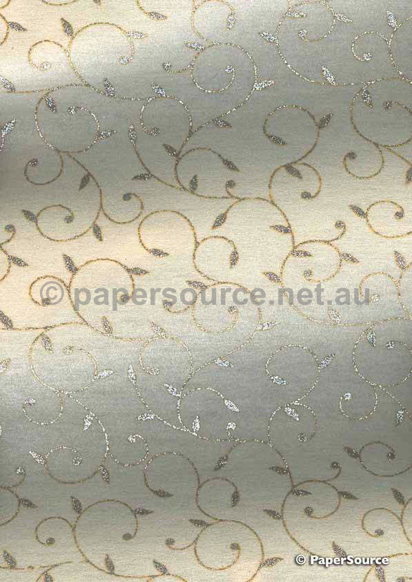 Specialty Paper | Chiffon Luxe Pearl with Silver Glitter Print ...