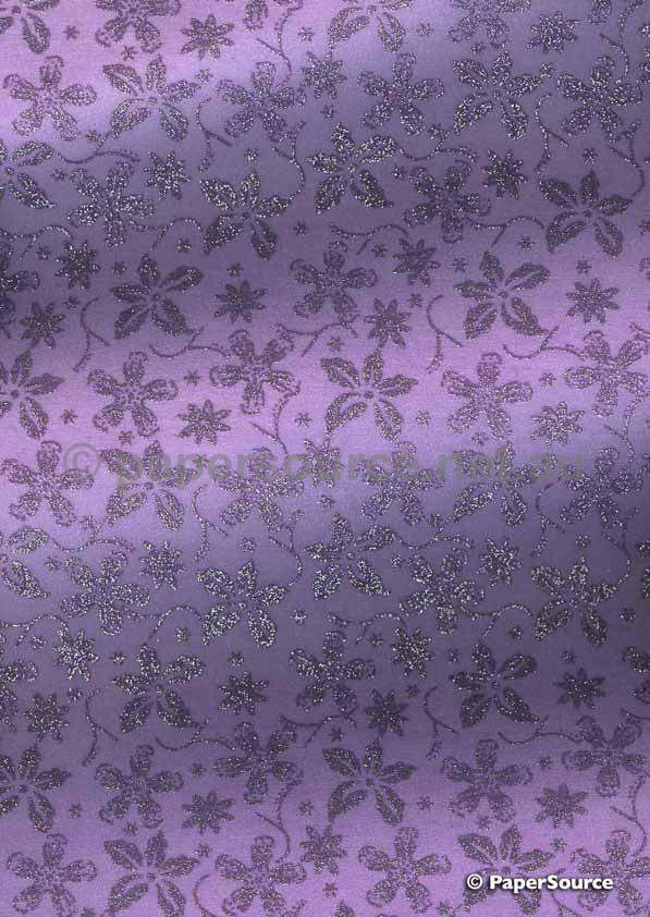 Specialty Paper | Chiffon Petal Lilac with Silver Glitter Print ...