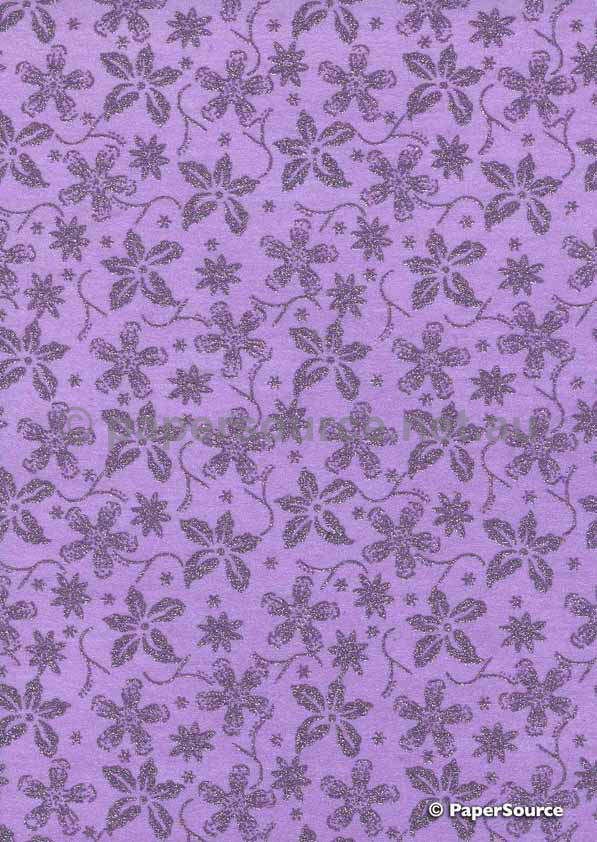Specialty Paper | Chiffon Petal Lilac with Silver Glitter Print ...
