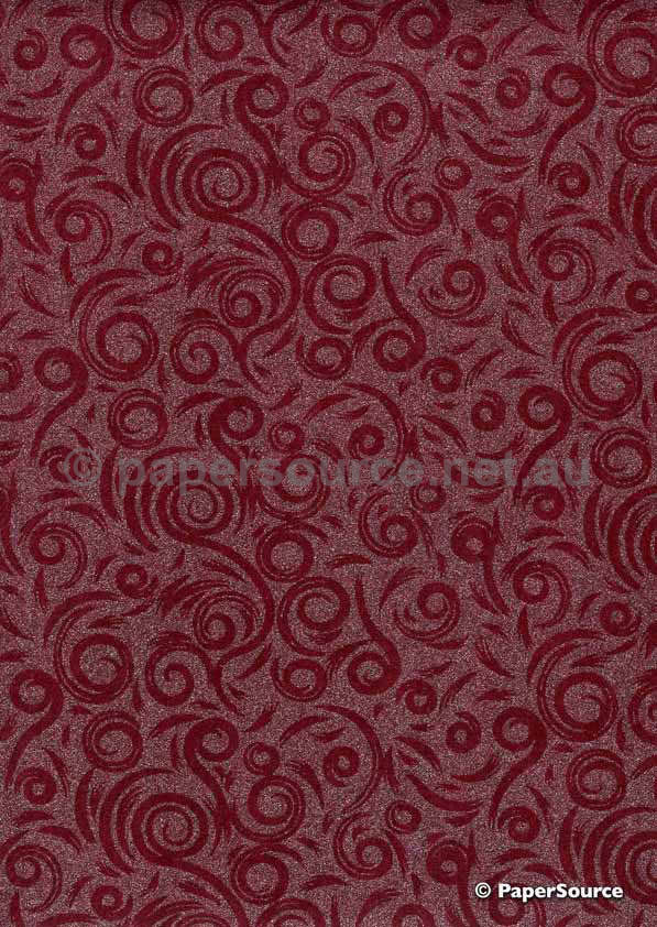 Specialty Paper | Chiffon Curlique Maroon Glitter Print | PaperSource ...