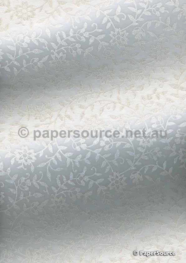 Specialty Paper | Chiffon Intricate White with Silver Glitter Print ...