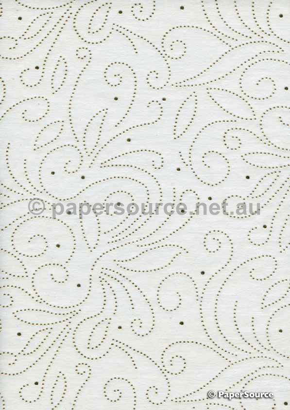 Specialty Paper | Chiffon Flourish Precious Metals White with Gold ...